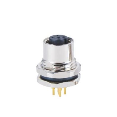 M12 Female Straight Connector Panel Mount PCB Type Front Fastened Manufacturer Supplier