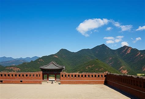 파란색 벽이 있는 밝은 붉은 벽돌 건축학 경복궁 고대 건축 배경 일러스트 및 사진 무료 다운로드 Pngtree
