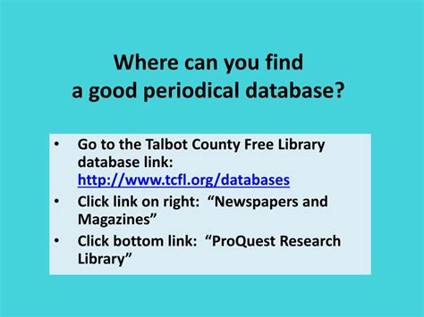 Ppt Using Online Periodical Databases Powerpoint Presentation Free