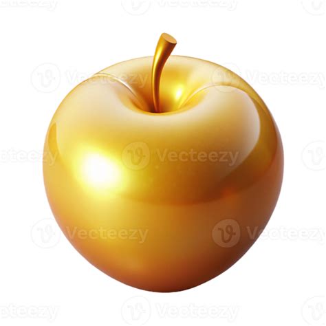 Pristine Quintessential Concept Art Style Isolated Cutout Of A Single Golden Apple Of