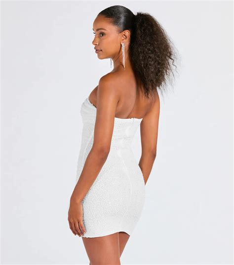 Lena Strapless Bodycon Beaded Mesh Mini Dress And Windsor