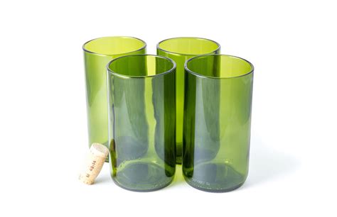 Green Flat Bottom 16oz Recycled Wine Bottle Glasses Wine Punts