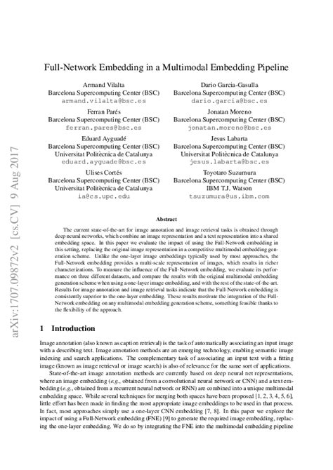 Pdf Full Network Embedding In A Multimodal Embedding Pipeline