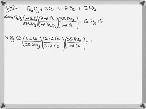 Solved47 Ironiii Oxide Reacts With Carbon Monoxide Equation