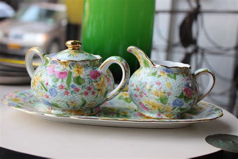 Twos Company Dana Chintz Creamer And Sugar Bowl Set Sugar Bowl Set