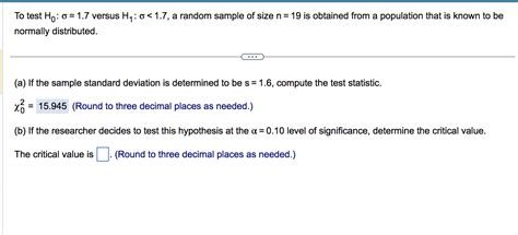 Solved To Test H Versus H
