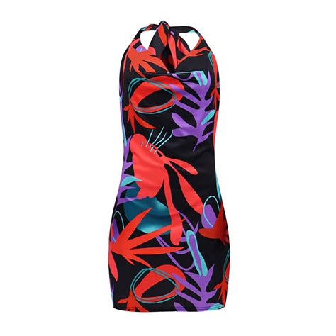 Dvkovi Womens Summer V Neck Bodycon Dress Dresses Printed Sleeveless
