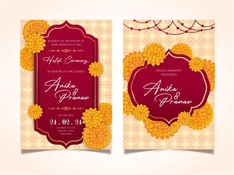 Elegant Haldi Ceremony Indian Wedding Invitation 23171181 Vector Art At