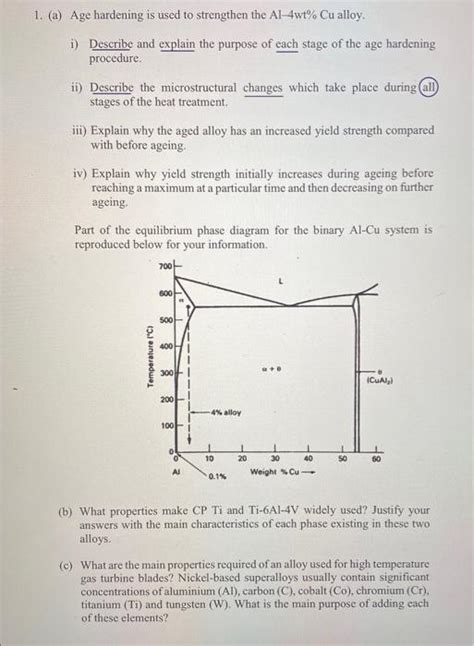 [solved] 1 A Age Hardening Is Used To Strengthen The