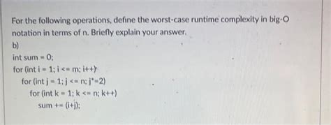 solved for the following operations define the worst case