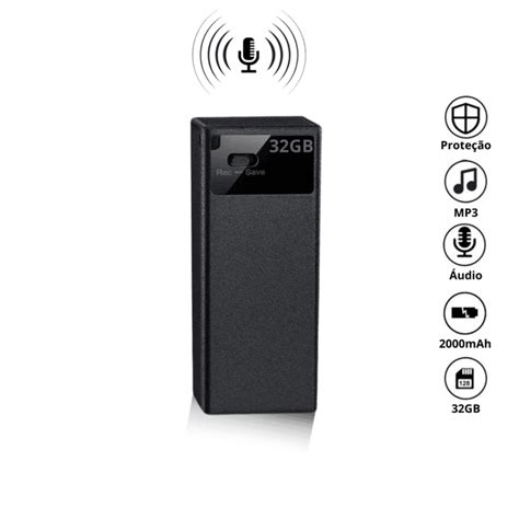 Mini Gravador Voz 200 Horas Chaveiro Espiao Audio Sensor Voz Mike Shop