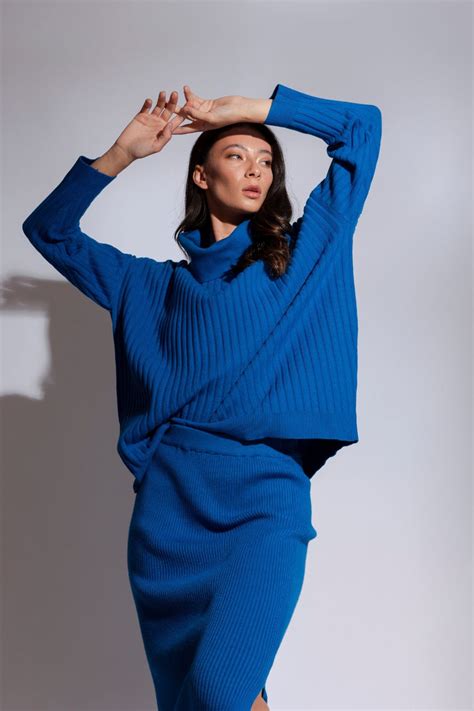 Cobalt Cowl Neck Jumper Womens Jumpers Motto Fashions
