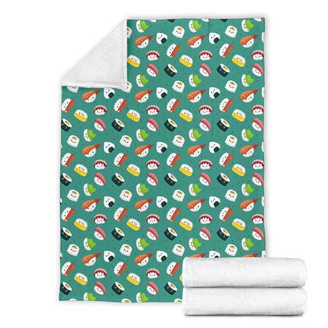 Cute Sushi Blanket Sushi Throw Blanket Sushi Print Fleece Etsy
