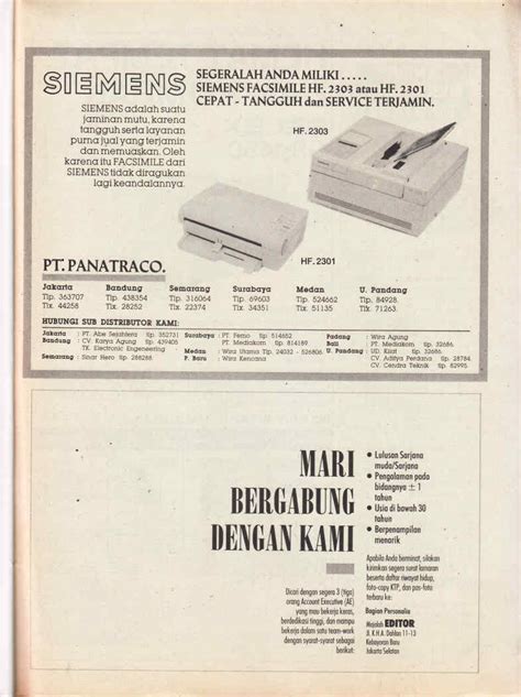 Iklan Mesin Faksimili Siemens Editor No 08 28 Oktober 1989