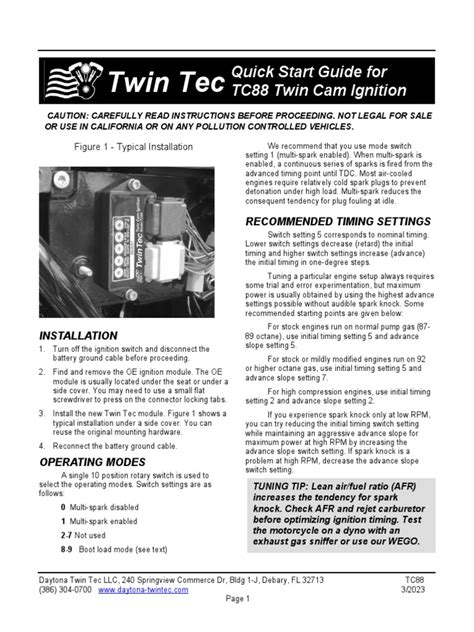 1008 Tc88 Quick Start Guide Pdf Ignition System Vehicle Parts