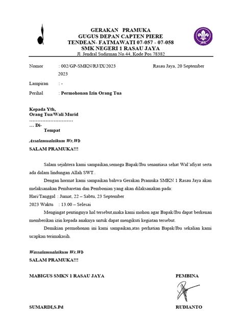 Surat Izin Pramuka Pdf