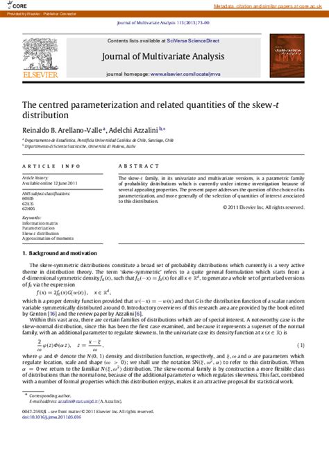 Pdf The Centred Parameterization And Related Quantities Of The Skew T