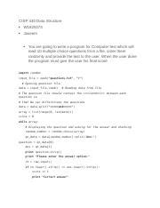 CISP HW Docx CISP Data Structure W Jaseem You Are Going To Write A Program