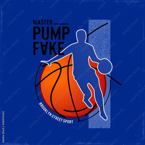 Master Pump Fake Slogan Print Design With Basketball Player Drawing