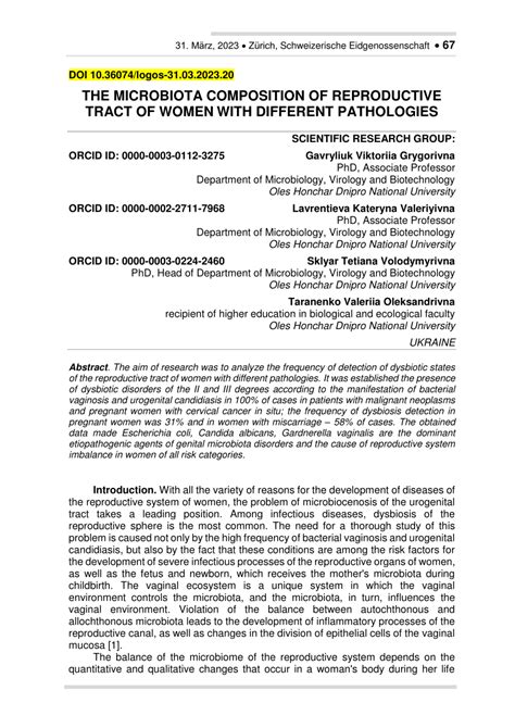 Pdf The Microbiota Composition Of Reproductive Tract Of Womenwith Different Pathologies