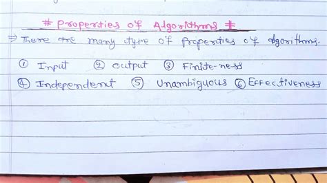 Properties Of Algorithms Characteristics Of Algorithm Youtube