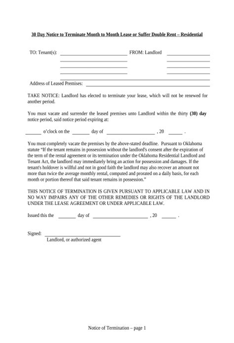 Archive 30 Day Notice To Terminate Month To Month Lease Or Suffer