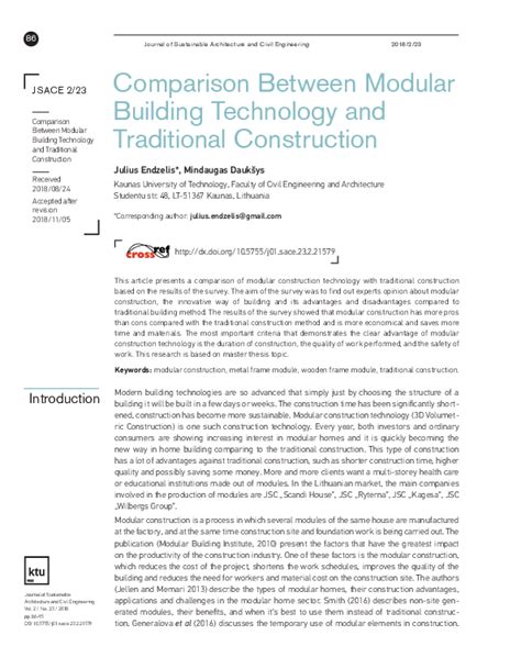 Pdf Comparison Between Modular Building Technology And Traditional