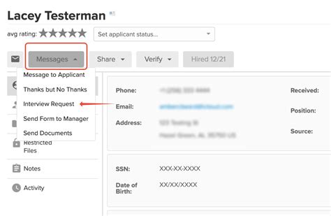 Send A Phone Call Request To An Applicant Applicant Tracking Software