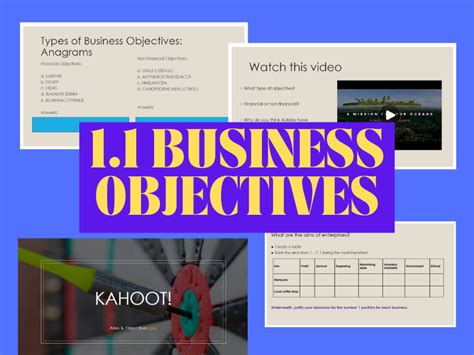 Igcse Business Edexcel 11 Business Objectives Teaching Resources