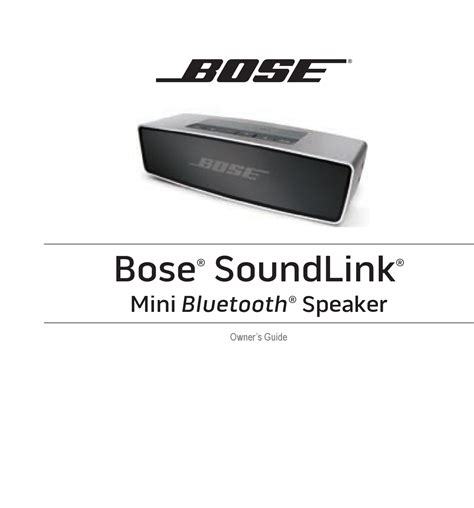 Bose Soundlink Mini Bluetooth Speaker Owners Manual User