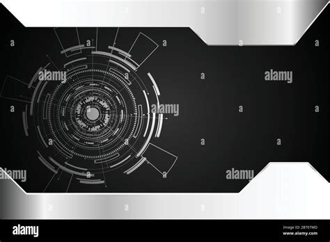 Abstract Technology Background Concept Circle Circuit Digital Metal Gray On Hi Tech Future