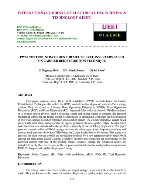 Pwm Control Strategies For Multilevel Inverters Based On Carrier