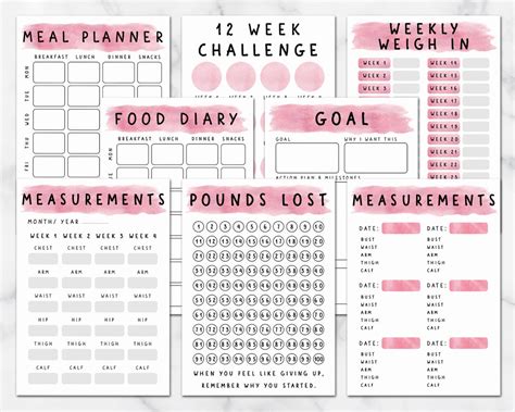 Weekly Weight Loss Tracker Digital Weight Loss Journal Printable Weight Loss Chart Wkly Weigh