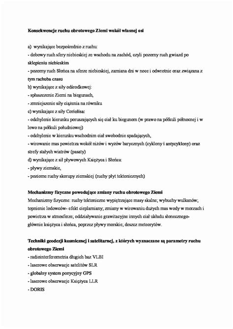 Ruch Obrotowy Ziemi Opracowanie Notatek Pl