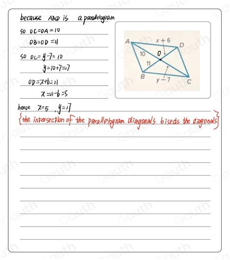 solved find the value of each variable in the parallelogram round