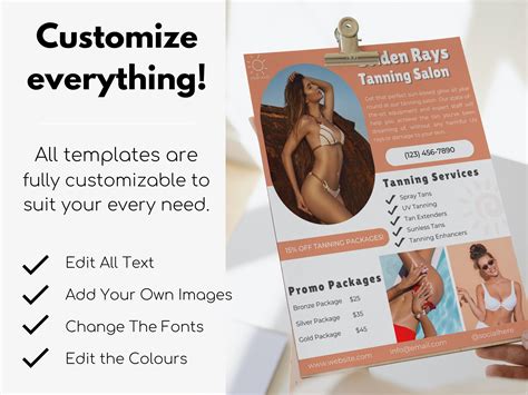 Tanning Salon Flyer Template Editable Spray Tan Flyer Printable