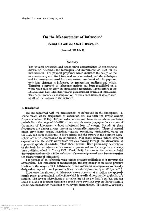 Pdf On The Measurement Of Infrasound