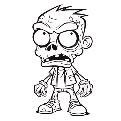 Cartoon Character From A Zombie Book Outline Sketch Drawing Vector Cartoon Zombie Drawing