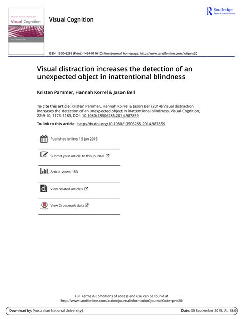 PDF Visual Distraction Increases The Detection Of An Unexpected Object In Inattentional Blindness
