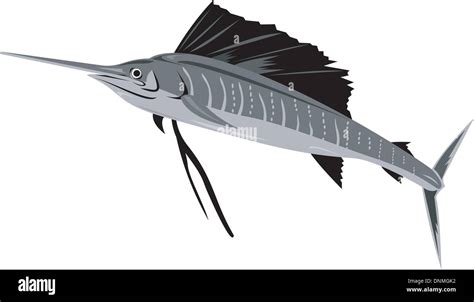 Ilustración de un pez vela peces saltando hecho en estilo retro Imagen