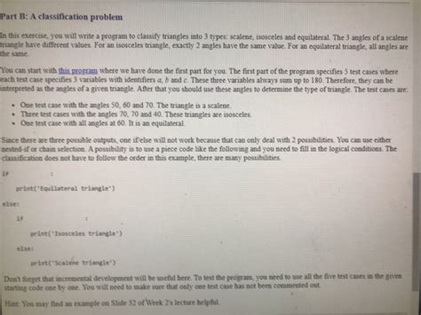 Solved Part B A Classification Problem In This Exercise Chegg