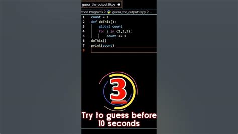 🧠guess The Output Of The Python🐍program🤔19 Shorts Youtube