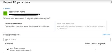 unable to assign user impersonation permission to an app registration s