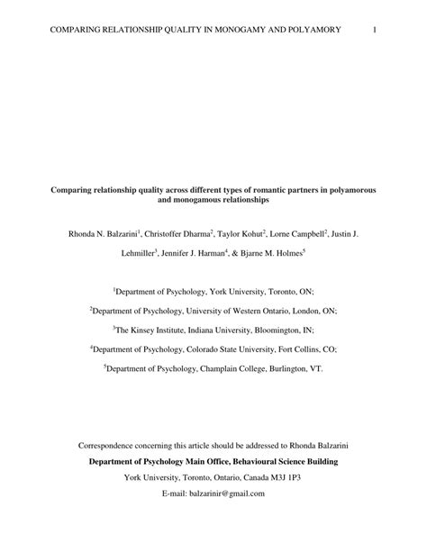 Pdf Comparing Relationship Quality Across Different Types Of Romantic