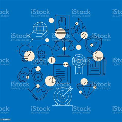 core values related design element pattern design with outline icons colorful vector