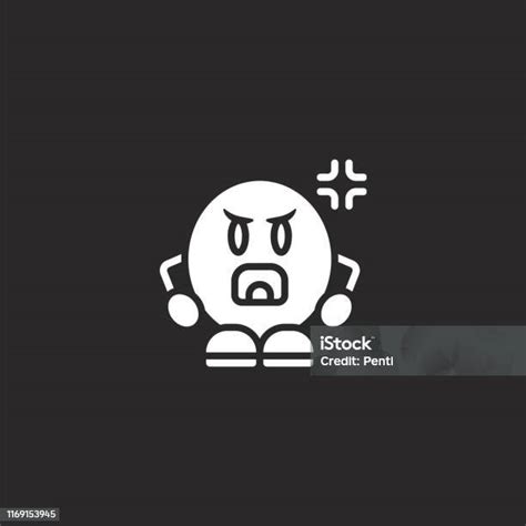 외치는 아이콘 웹 사이트 디자인 및 모바일 앱 개발을위한 채워진 외침 아이콘 검은 배경에 고립 된 채워진 이모티콘 사람들 컬렉션에서 아이콘을 외치는 디자인에 대한 스톡 벡터