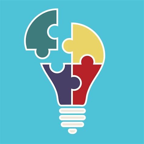 Premium Vector Flat Style Light Bulb Puzzle Light Bulb Graphic