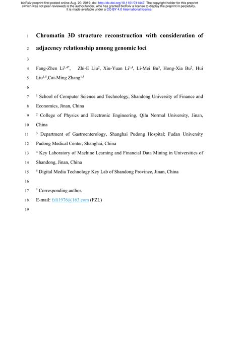 Pdf Chromatin 3d Structure Reconstruction With Consideration Of