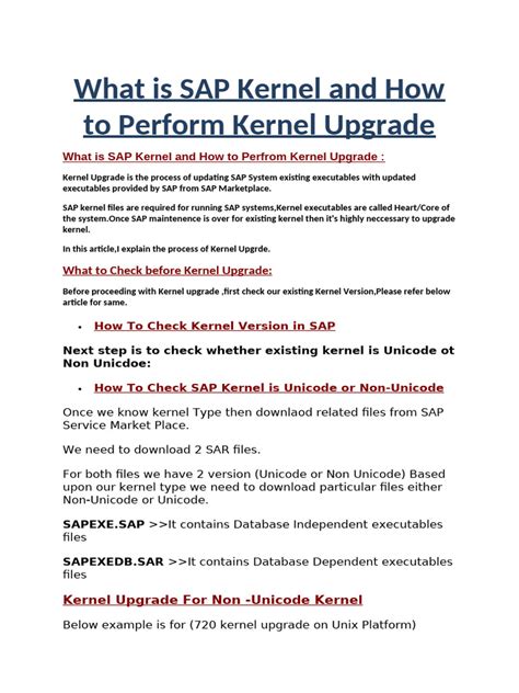What Is Sap Kernel And How To Perform Kernel Upgrade Pdf Computer