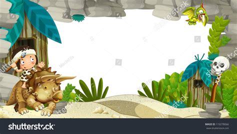 Stone Age Border Illustration Children 스톡 일러스트 Shutterstock
